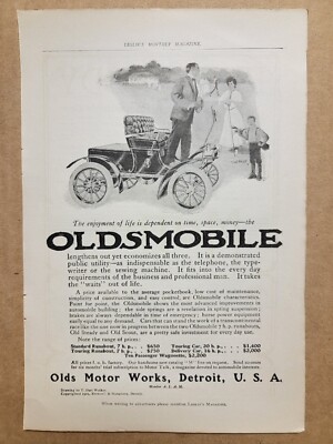 Original Vintage 1900's 1905 Print Ad Oldsmobile Old Motor Works ...