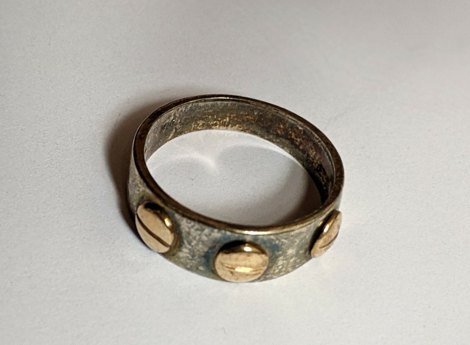 UNUSUAL Vintage RING Gold Buttons on 925 Silver Estat… - Gem