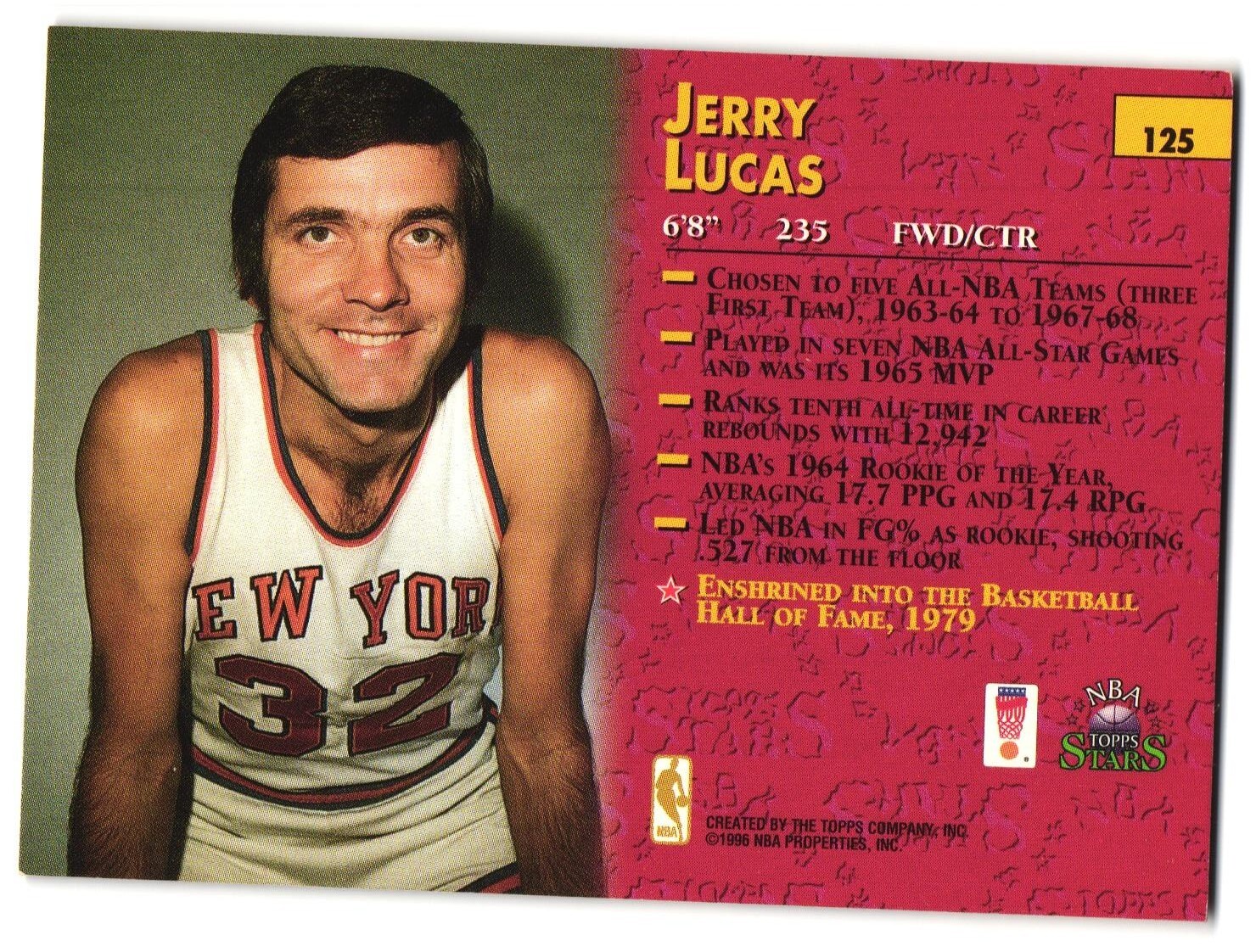Jerry Lucas 1996 Topps NBA Stars Golden Season Card #125 | eBay