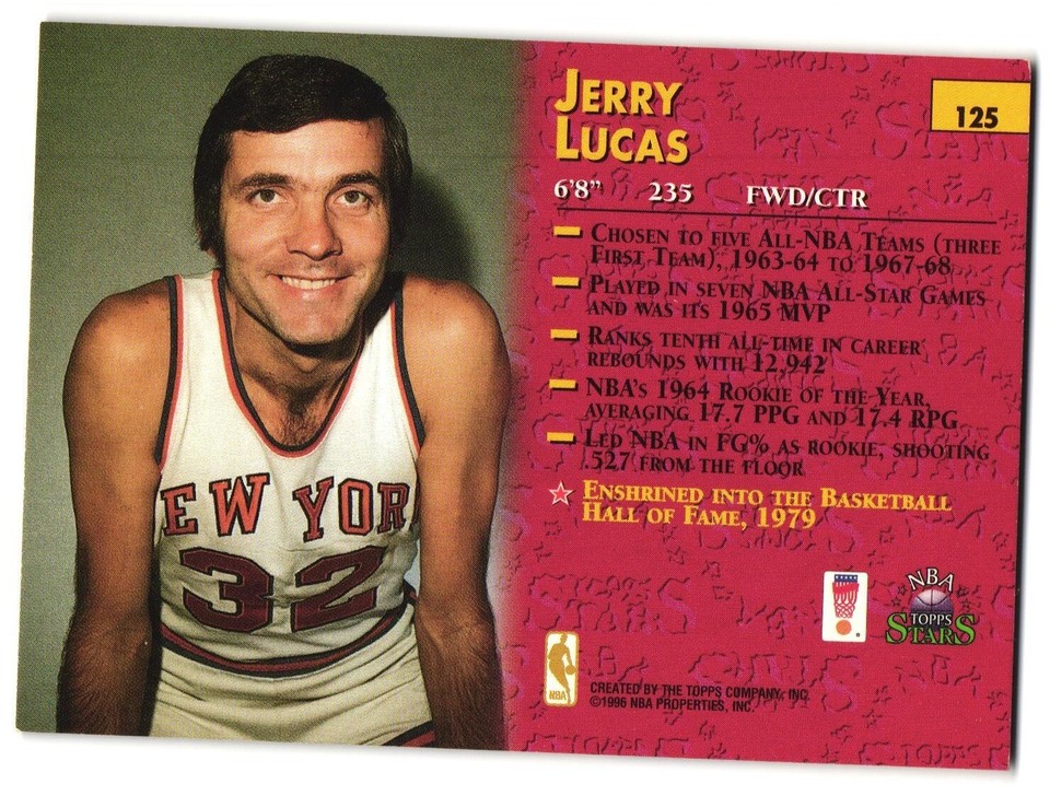 Jerry Lucas 1996 Topps NBA Stars Golden Season Card #125 | eBay