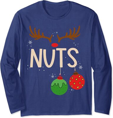 Chest Nuts Christmas Matching Couple Chestnuts Funny Long Sleeve T ...