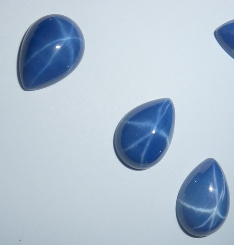 Blue Star Sapphire Pear 14x10 mm Cabochon 6 Rayed Lab-created Opaque 3 ...