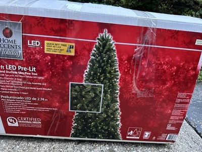 9 Ft. Pre-Lit Grand Dutchess Slim Pine Christmas Tree with Stand LED ...