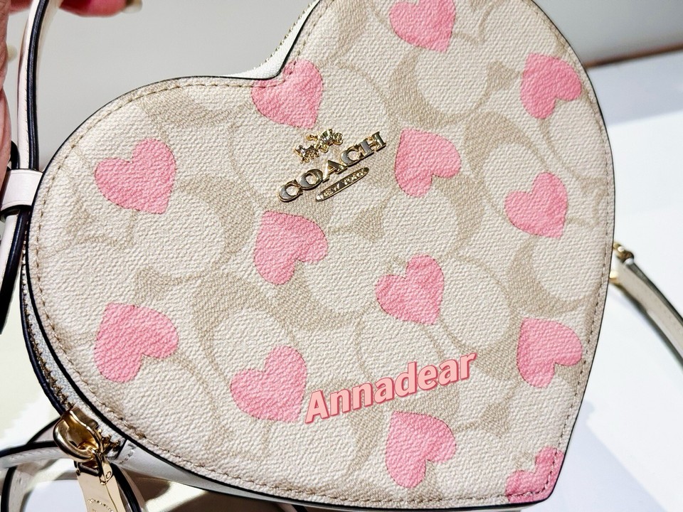 NWT coach Heart Crossbody In Signature Canvas With Heart Print CP021 | eBay