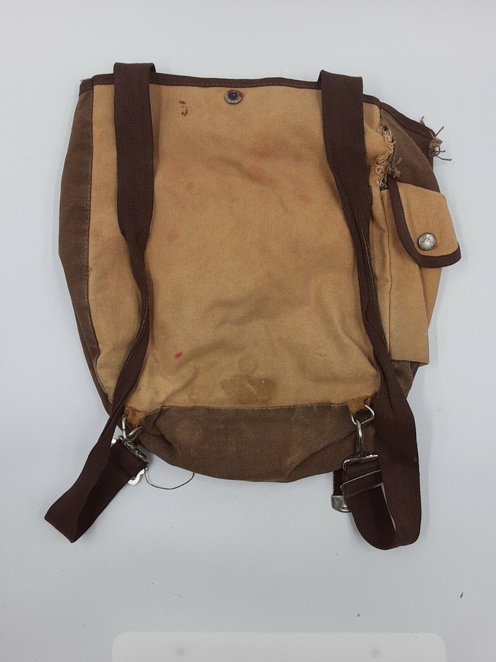 Classic Old-School Canvas Knapsack Rucksack Small Vintage Backpack Used ...