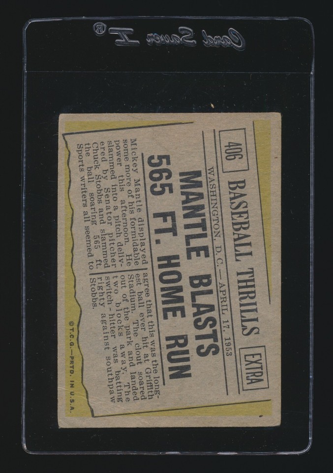 1961 Topps Mickey Mantle #406 HOF New York Yankees LOW GRADE CENTERED ...