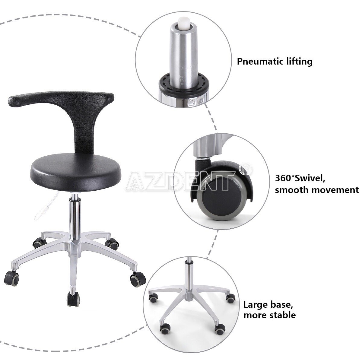 PU Leather Dental Medical Doctor Assistant Stool Mobile Chair ...