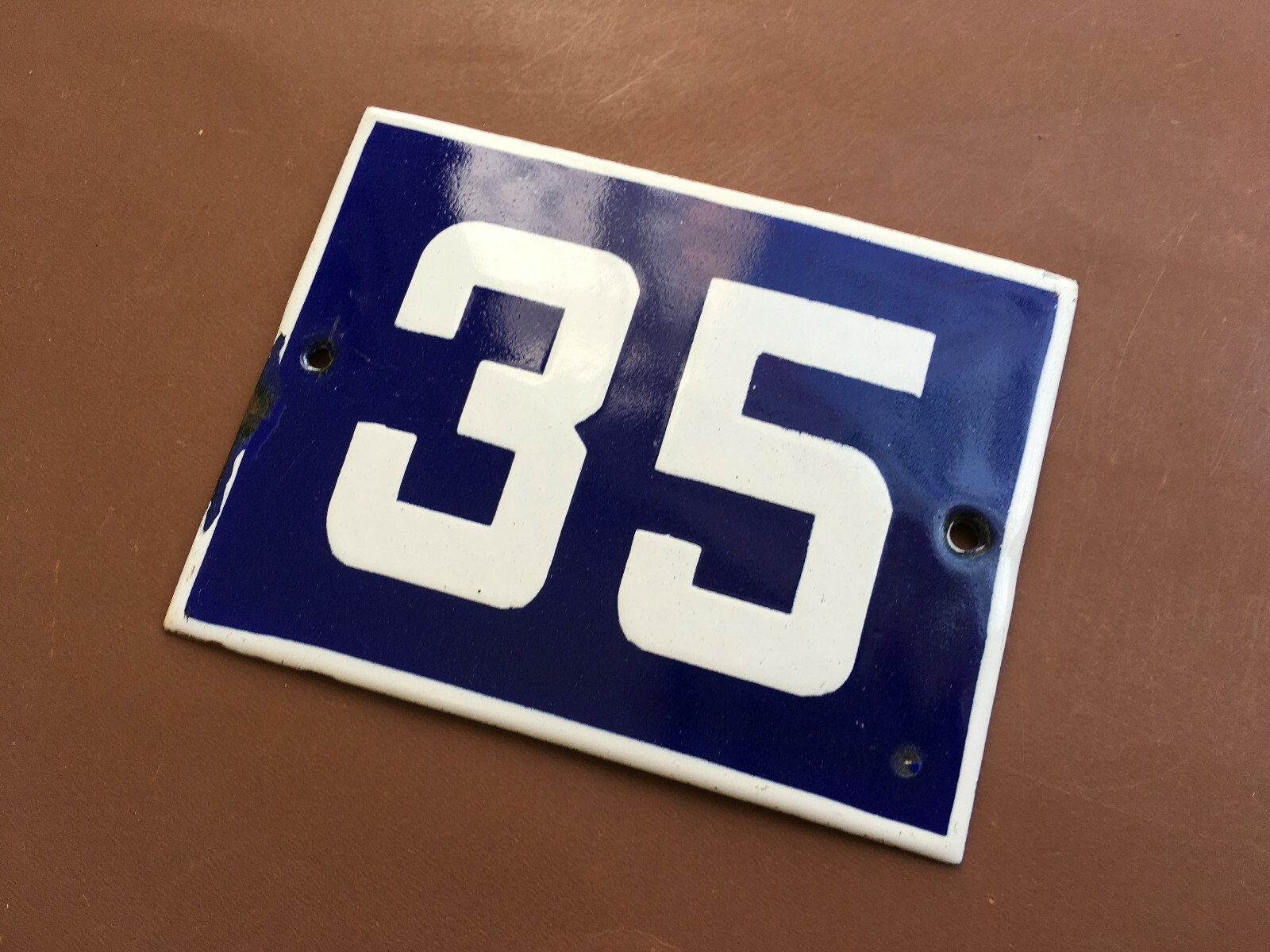 ANTIQUE VINTAGE ENAMEL SIGN HOUSE NUMBER 35 BLUE DOOR GATE STREET SIGN ...