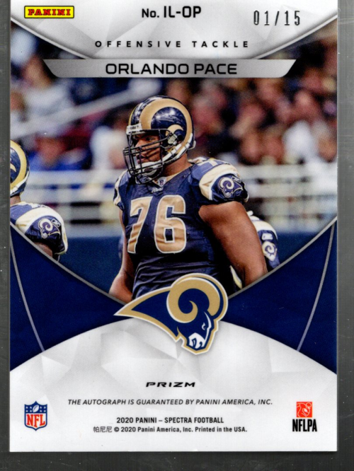 B4319- 2020 Panini Spectra Illustrious Autographs Neon Blue #5 Orlando Pace 1/15 | eBay