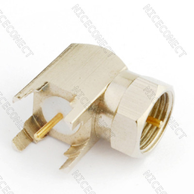 5x F Male Plug Right Angle Thru Hole PCB Mount Connector Adapter RF 90 ...