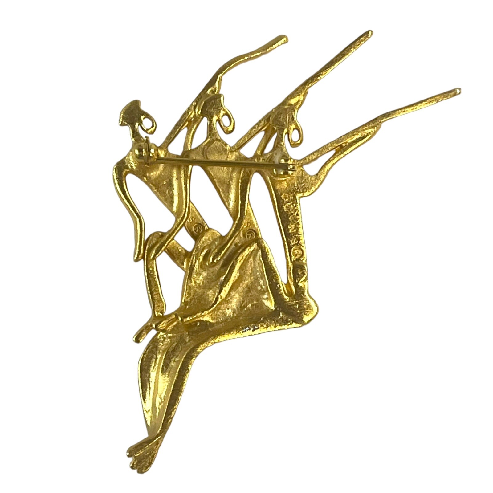 Vintage Modernist Dancers Skaters Icons Brooch Gold … - Gem