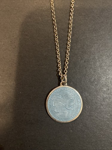 CHARLES THOMAE STERLING SILVER ENAMEL ST. CHRISTOPHER PENDANT WITH 925 ...