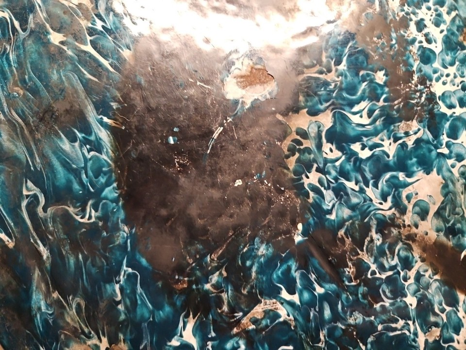 ANTIQUE VERY LARGE TURQUOISE AQUA BLUE GRANITEWARE ENAMELWARE WASH ...