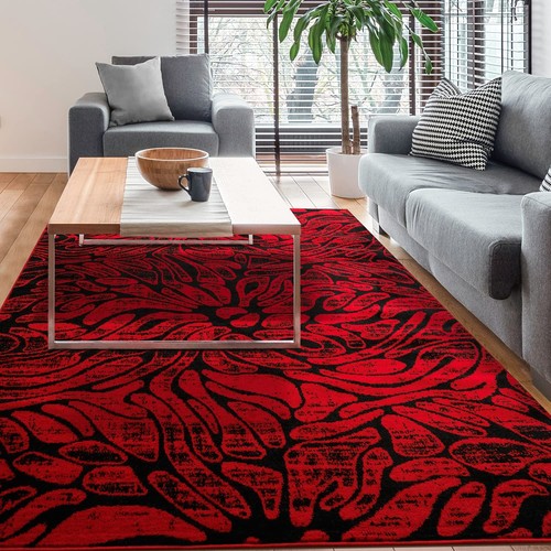 Floral 8x10 Abstract Indoor Area Rug Siesta (Red Black, 7'10" x 10 ...