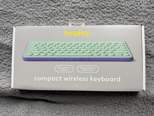 heyday Compact Wireless Keyboard Bluetooth 5.1 USB Receiver Spring Teal ...