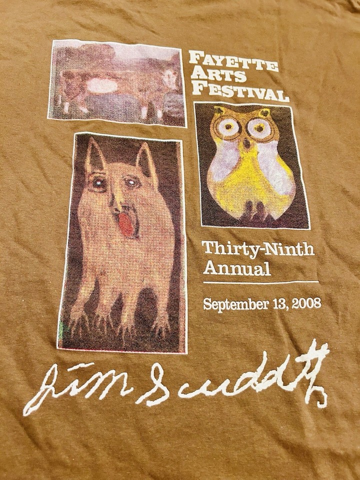 Jim Sudduth Folk Artist Dirt Brown Tee Shirt 2008 Fayette Art Festival ...