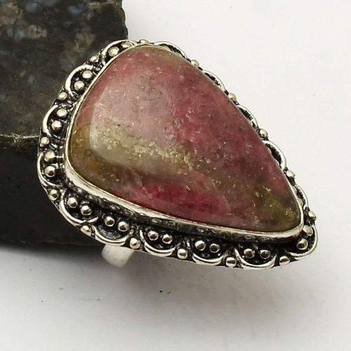 Rhodonite Gemstone Ethnic Handmade Ring Jewelry Gift US Size-7.25 AR ...