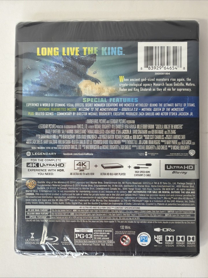 Godzilla: King of the Monsters (4k Ultra HD + Blu-Ray, 2019) New ...