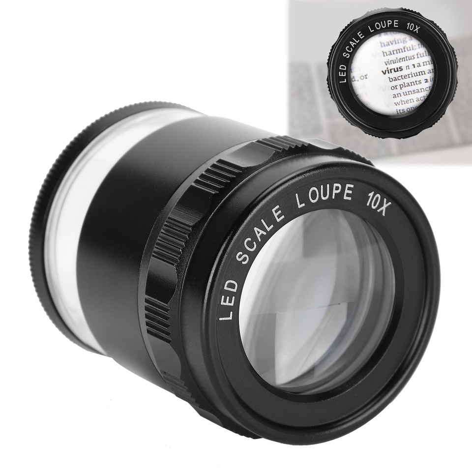 8LED 10X Magnifier Loupe With Scale High Definition Adjustable ...
