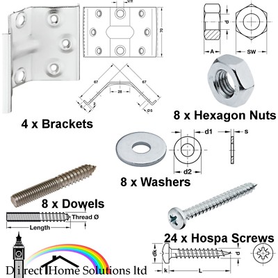 Set of 4 Large Table Corner Brace Brackets Legs Chairs + Complete ...