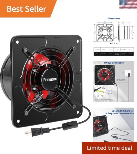 10 inch Wall Mount Exhaust Fan Metal Low Consumption High Velocity ...