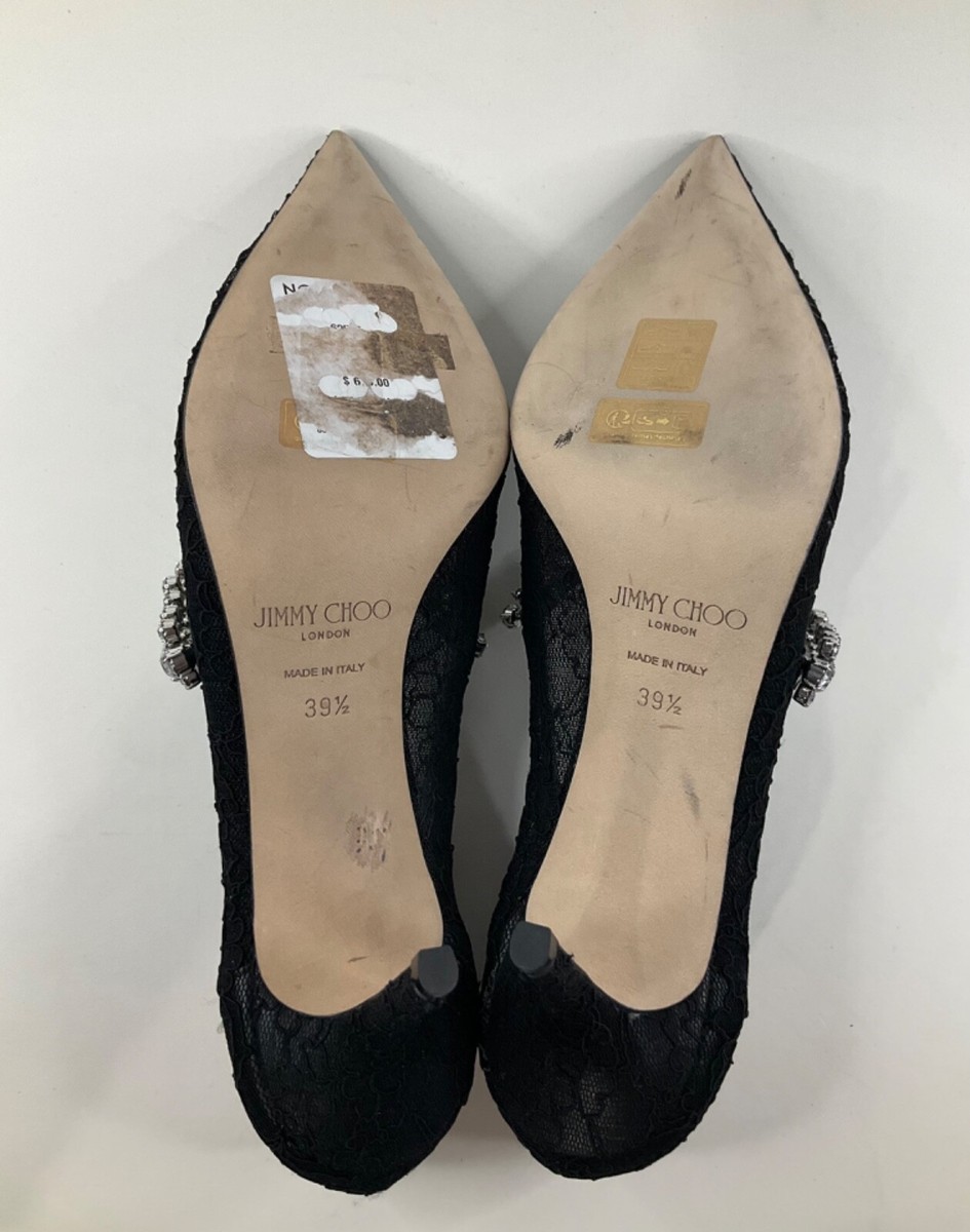 Jimmy Choo Bing Crystal Embellished Pointed Toe Black Lace Jimmy Choo Bing Crystal Embellished Pointed Toe Black Lace