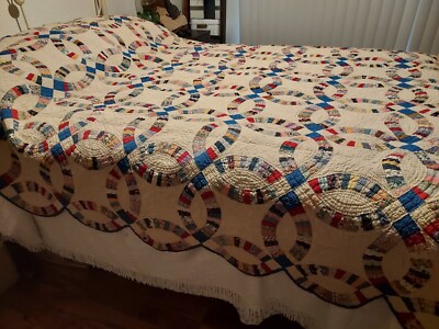 Completed Quilts - Vintage Double Wedding Ring Quilt