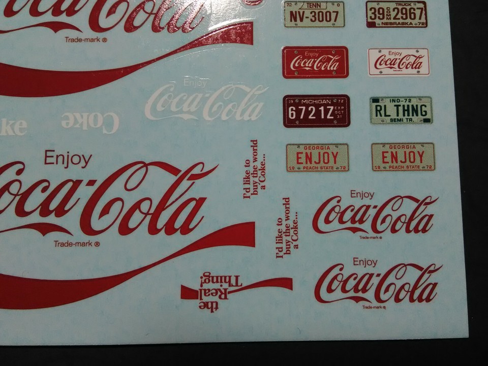 AMT Ford C-600 1/25 COE COKE Coca Cola waterslide decal sheet license ...