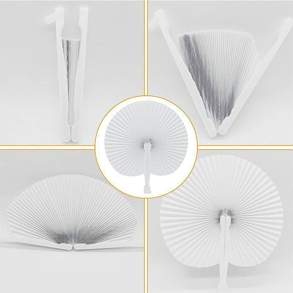 Round Shaped Folding Fan Blank Folded Fan for Wedding Party and Home ...