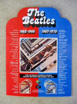 THE BEATLES RED & BLUE PROMOTIONAL ONLY IN STORE COUNTER TOP DISPLAY ...