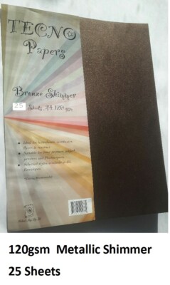 TECNO PAPERS BRONZE SHIMMER Metallic Shine Paper A4 BROWN 120gsm 25 ...