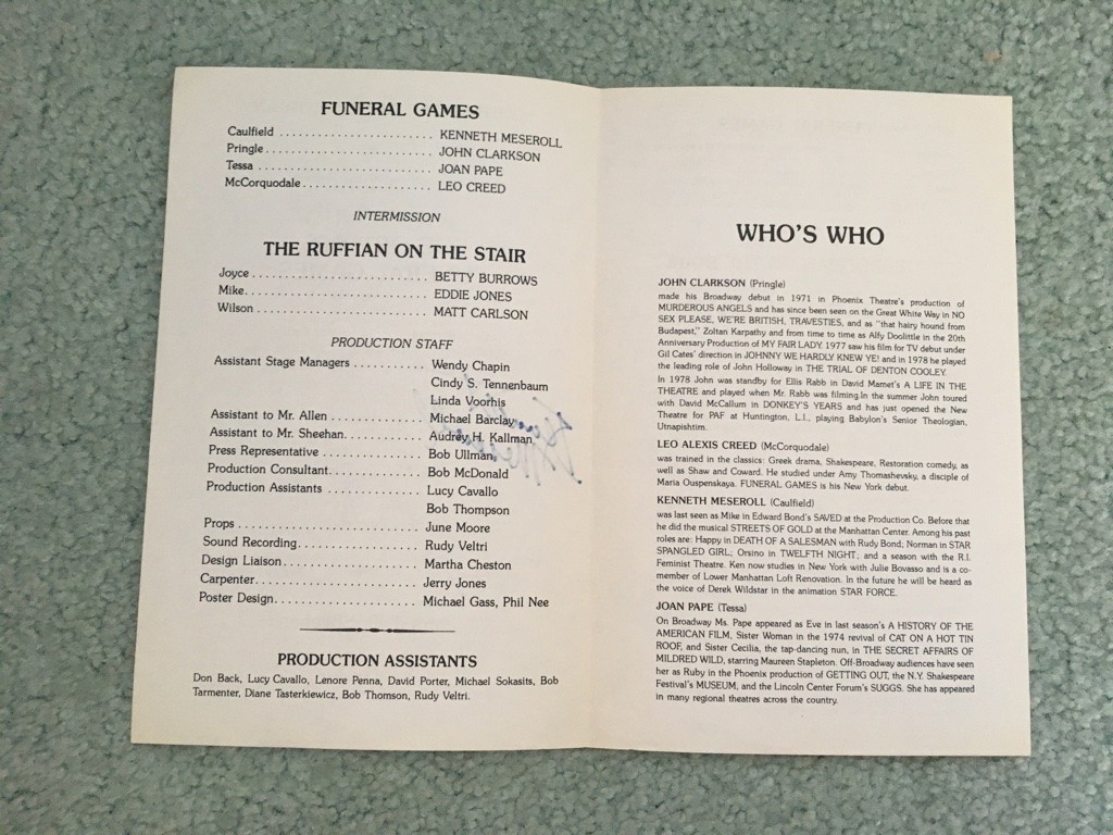 Kenneth Meseroll Autographed Signed Old Theatre Broadway Playbill G17 ...