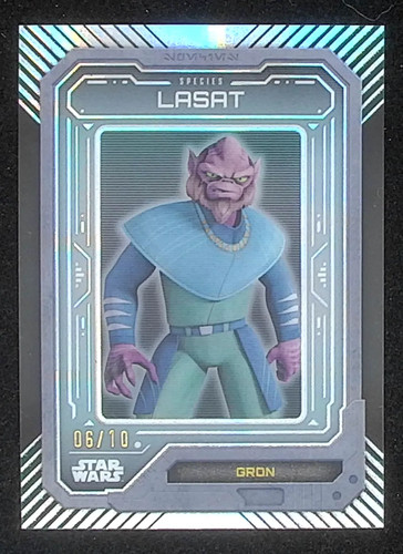 2024 Topps Star Wars High Tek Green Diffractor Species Lasat Gron 06/10 ...