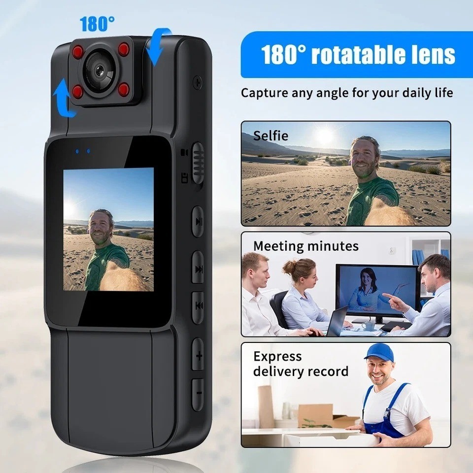 20 Hour 1080P Camcorder Mini Police Body Camera HD 180° Video DVR IR ...
