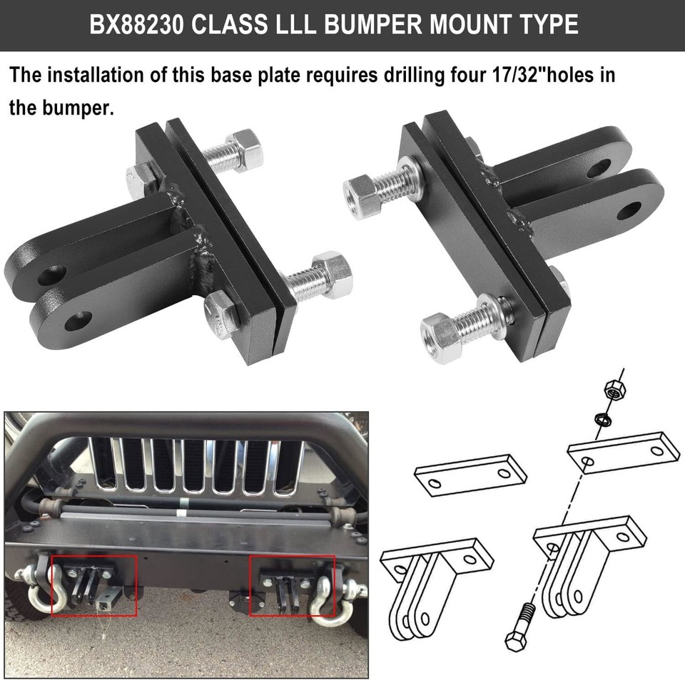Bolt-On Base Plate Tow Bar Adapter Bracket Tool Kit Replace for Blue Ox ...