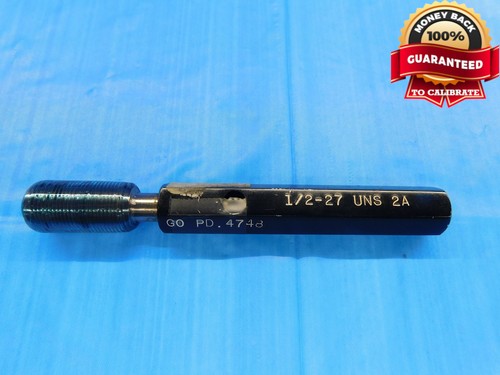 1/2 27 UNS 2A SET THREAD PLUG GAGE .5 .50 .500 .5000 GO ONLY P.D ...