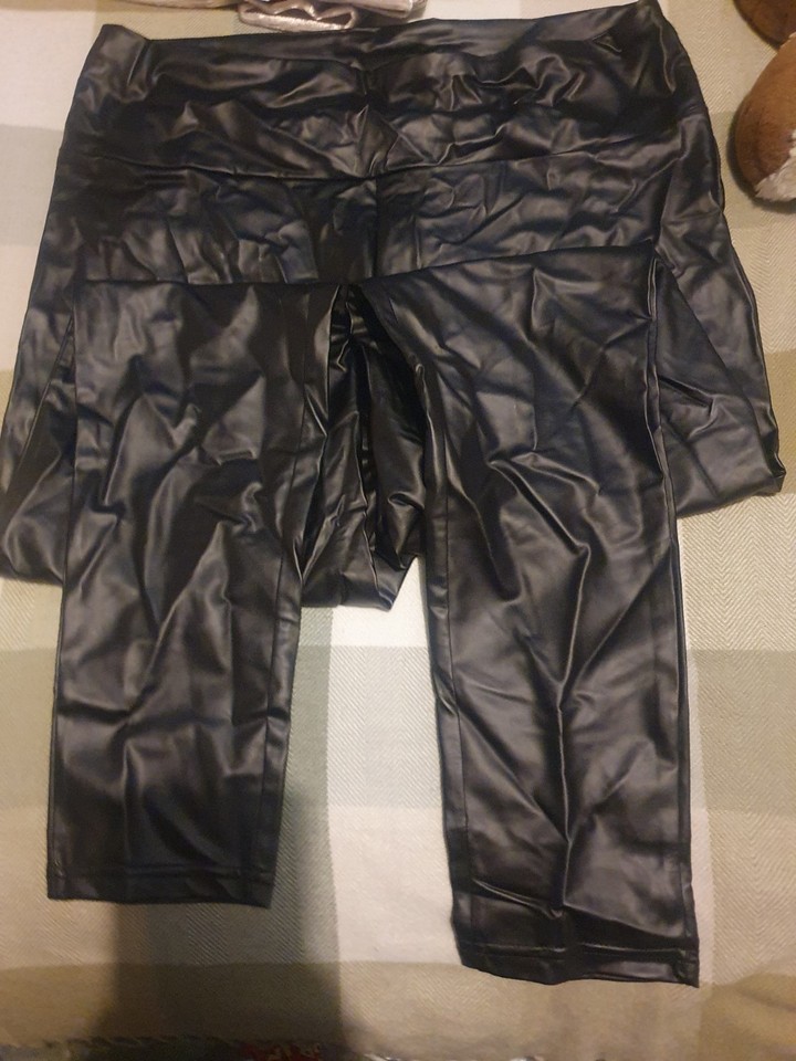 primark pvc plastic leather shiny trousers size large | eBay UK