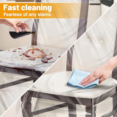 4 Pack Plastic Dining Chair Protectors with Backrests - Waterproof ...