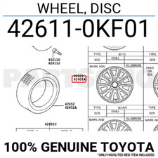 TOYOTA GENUINE OEM 42611-0KN21 WHEEL ASSY DISC 426110KN21 for sale ...