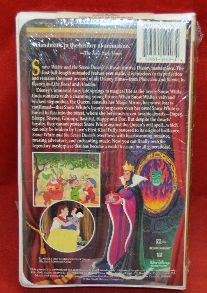 Snow White and the Seven Dwarfs (VHS, 1994) for sale online | eBay