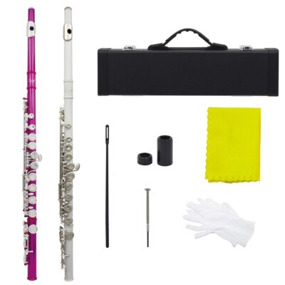 Colorful White Rose Pink Flute 16 Holes C Key Closed Hole Open Hole ...