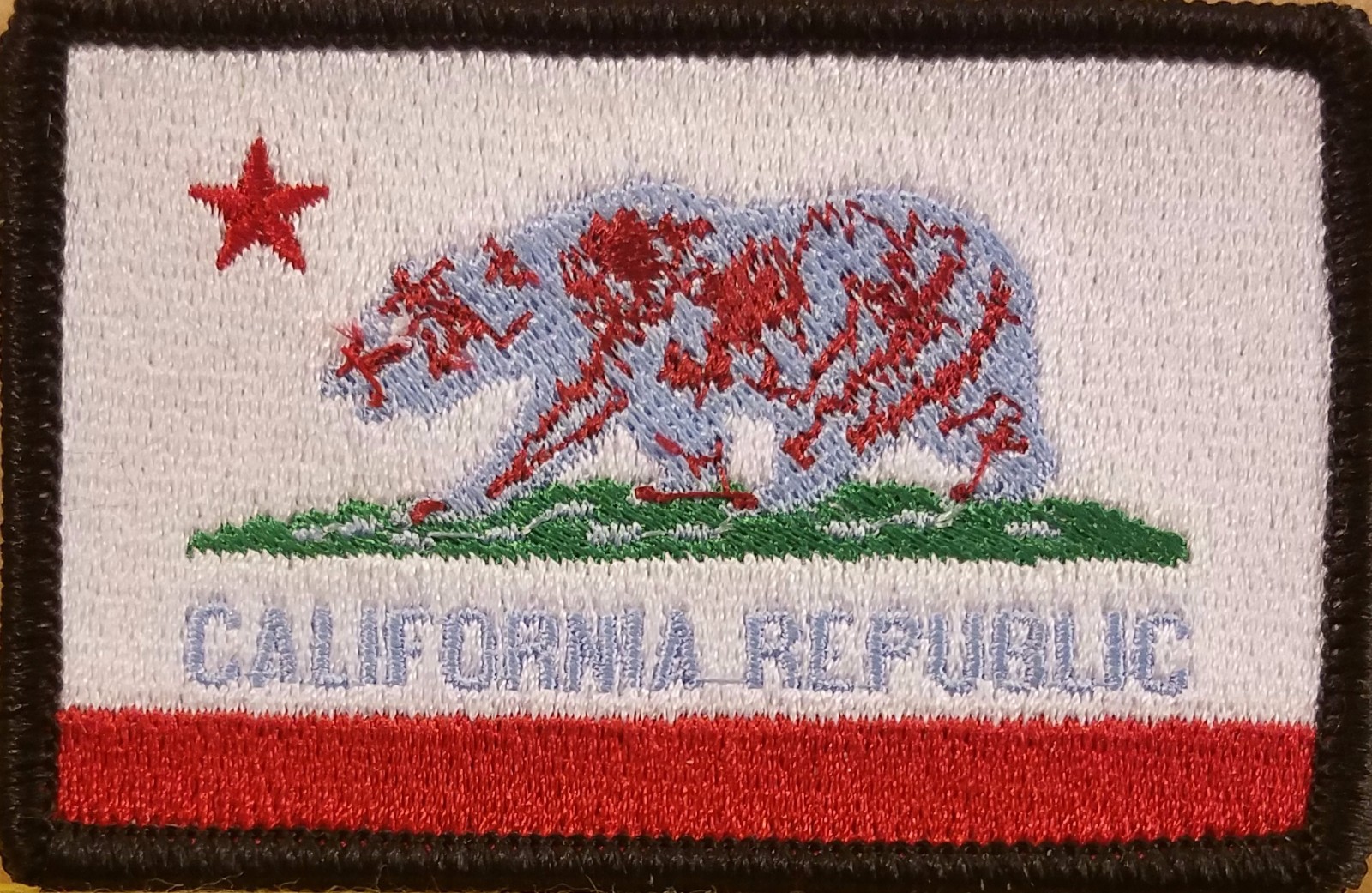 CALIFORNIA Flag Patch W/ Hook Adhesive Fastener Morale Emblem BLACK ...