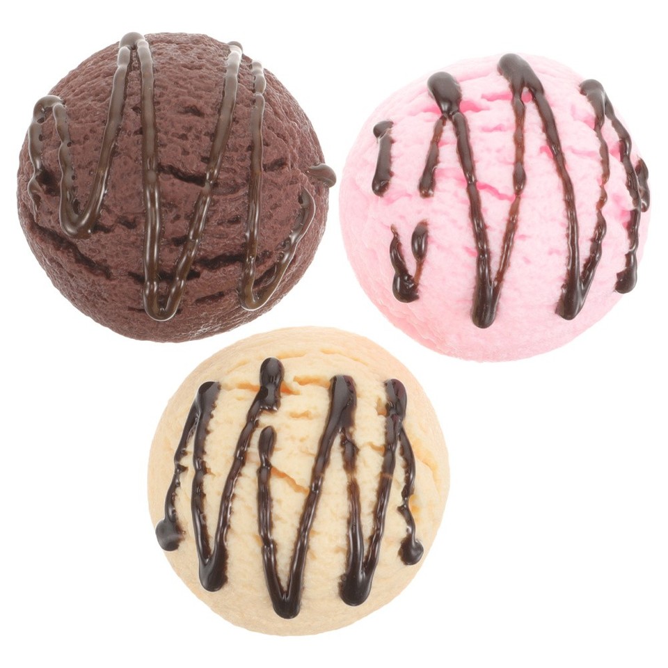3Pcs PVC Ice Cream Balls Display Props Simulation Ice Cream Balls ...