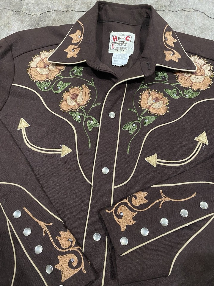 Vintage H Bar C Shirt California Ranchwear Western Pearl Snap ...