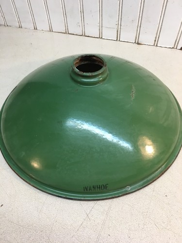 Vintage 14" Green Porcelain Metal Industrial Barn Gas Station Light ...