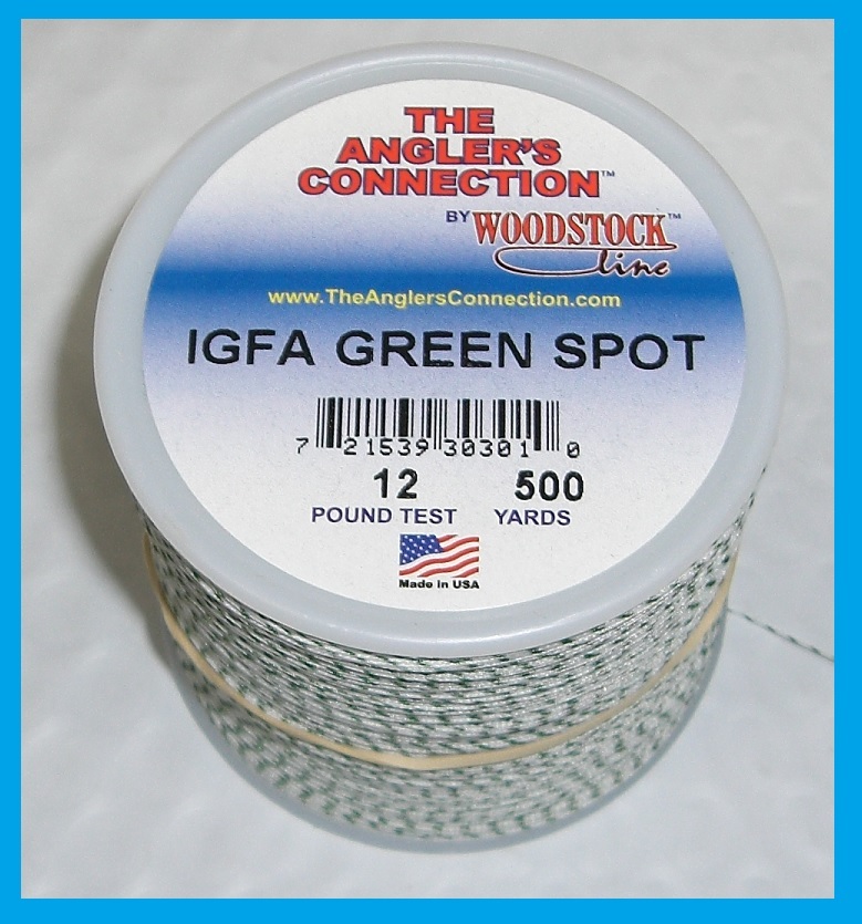 WOODSTOCK BRAIDED DACRON IGFA Fishing Line Green Spot 500 YARDS FREE ...
