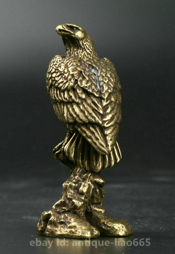 66MM Small Curio Chinese Bronze Animal Black-eared Kite Hawk Eagle ...