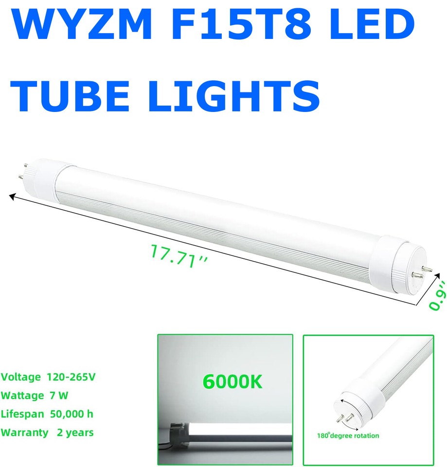 F15T8 LED Tube Light,7W 120V ,5500K Daylight White, 18 Inch,LED ...