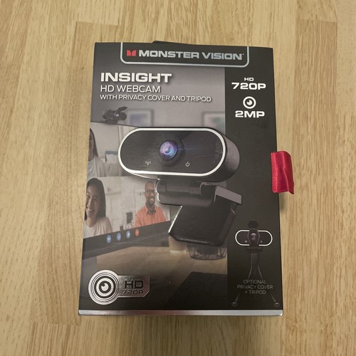 Monster Vision Insight HD Black Webcam W Privacy Cover And Tripod (720p ...