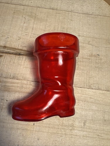 Vintage Rosbro Clear Red Plastic Santa Claus Boot Candy Holder ...